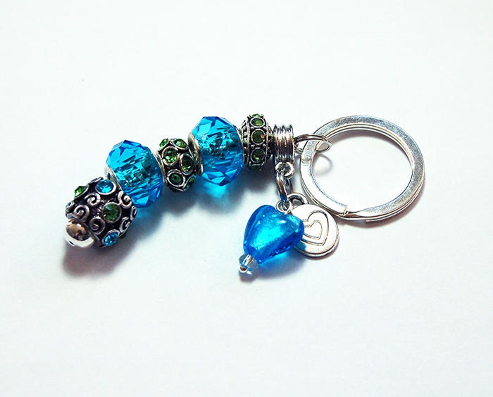 Rhinestone Keychain Keychain for Women Beaded Keychain Blue - Etsy