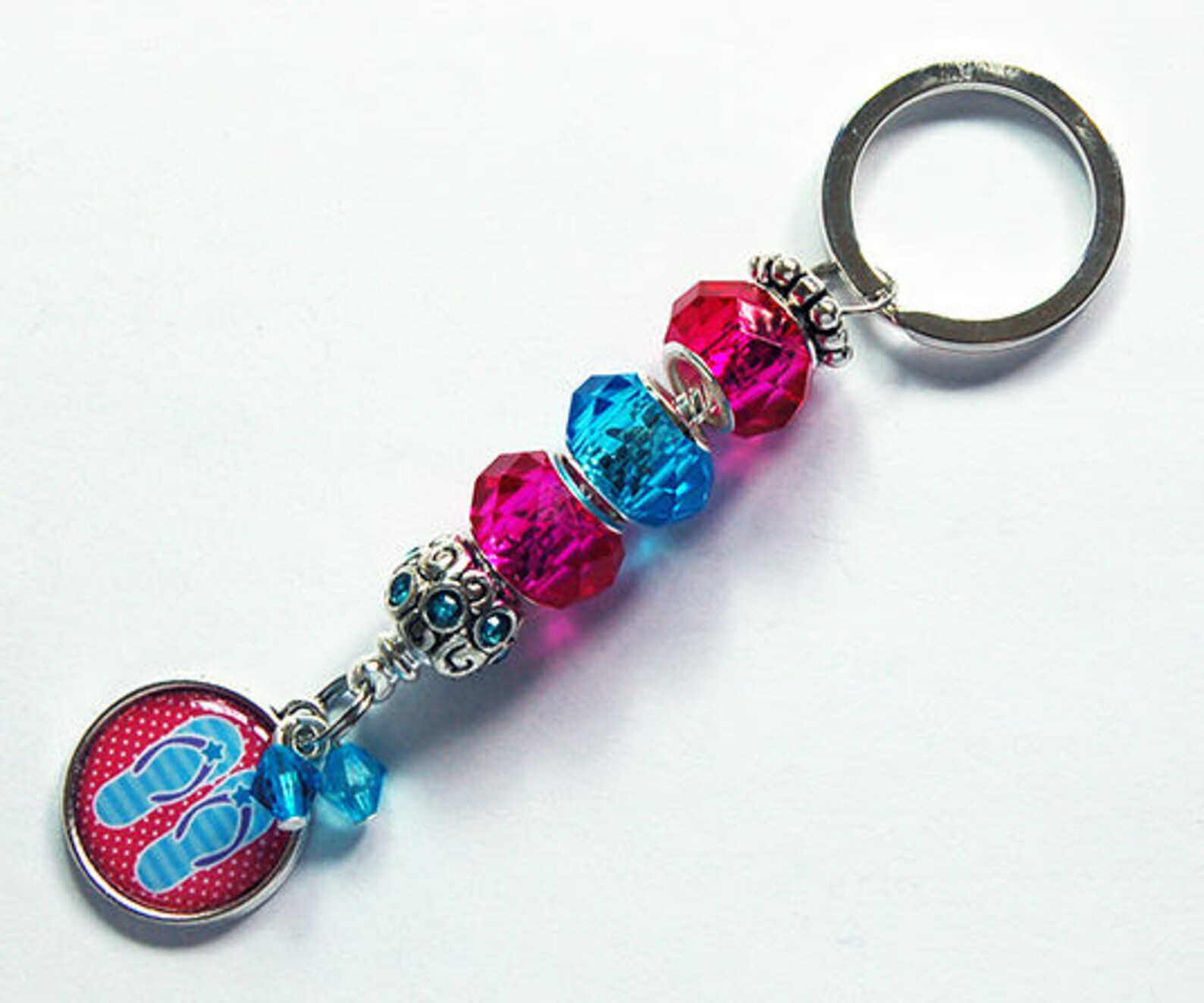 Flip Flop Keyring Glass Bead Keychain Gift for Her Stocking | Etsy