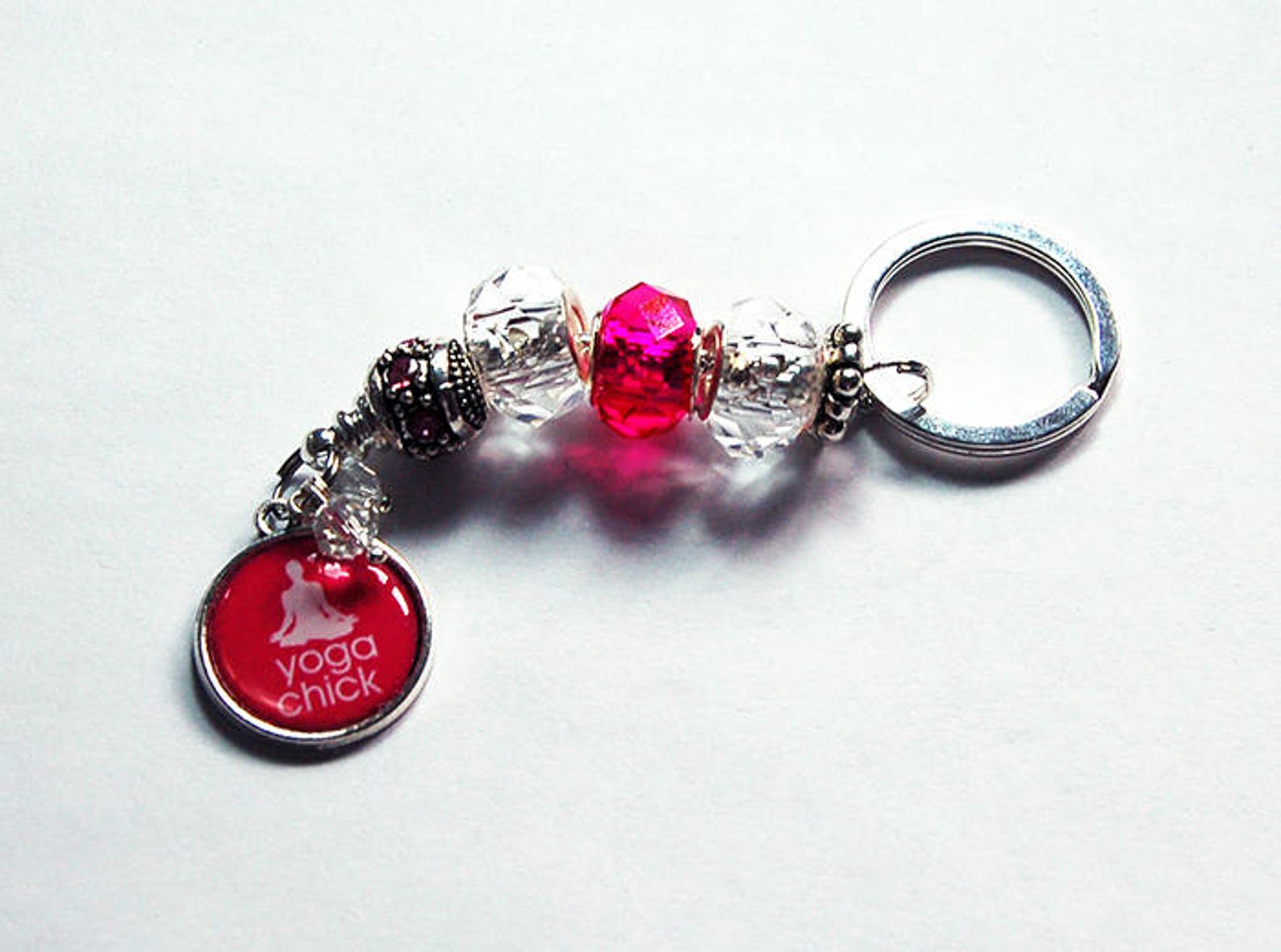 Yoga Chick Keychain Pink Keyring Handmade Gift Stocking - Etsy Canada