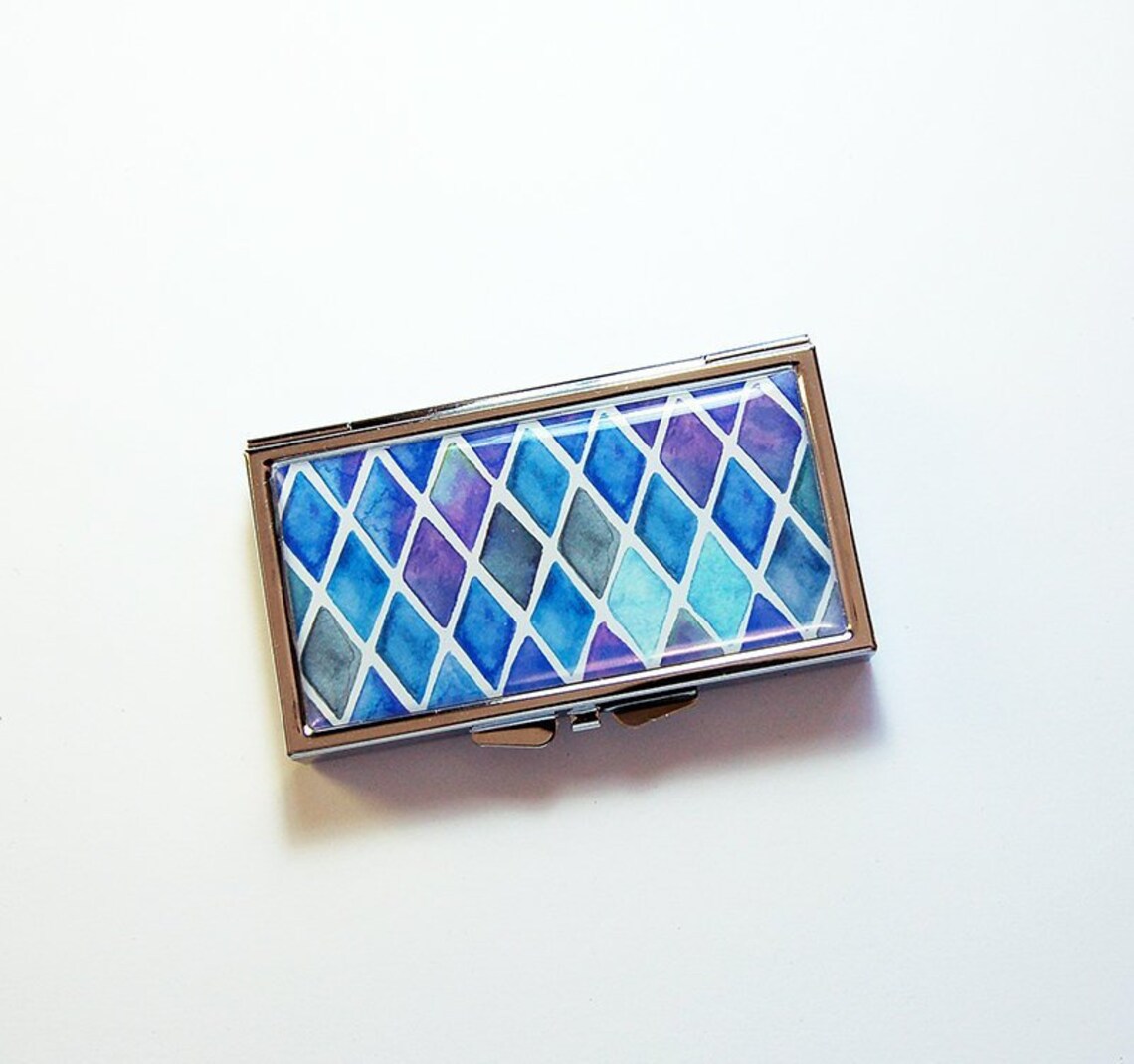 Geometric 7 Day Pill Box in Shades of Blue and Purple Gift - Etsy