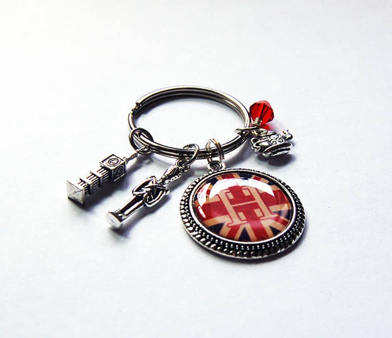 Monogram Keychain Union Jack Monogram Key Ring Keychain - Etsy