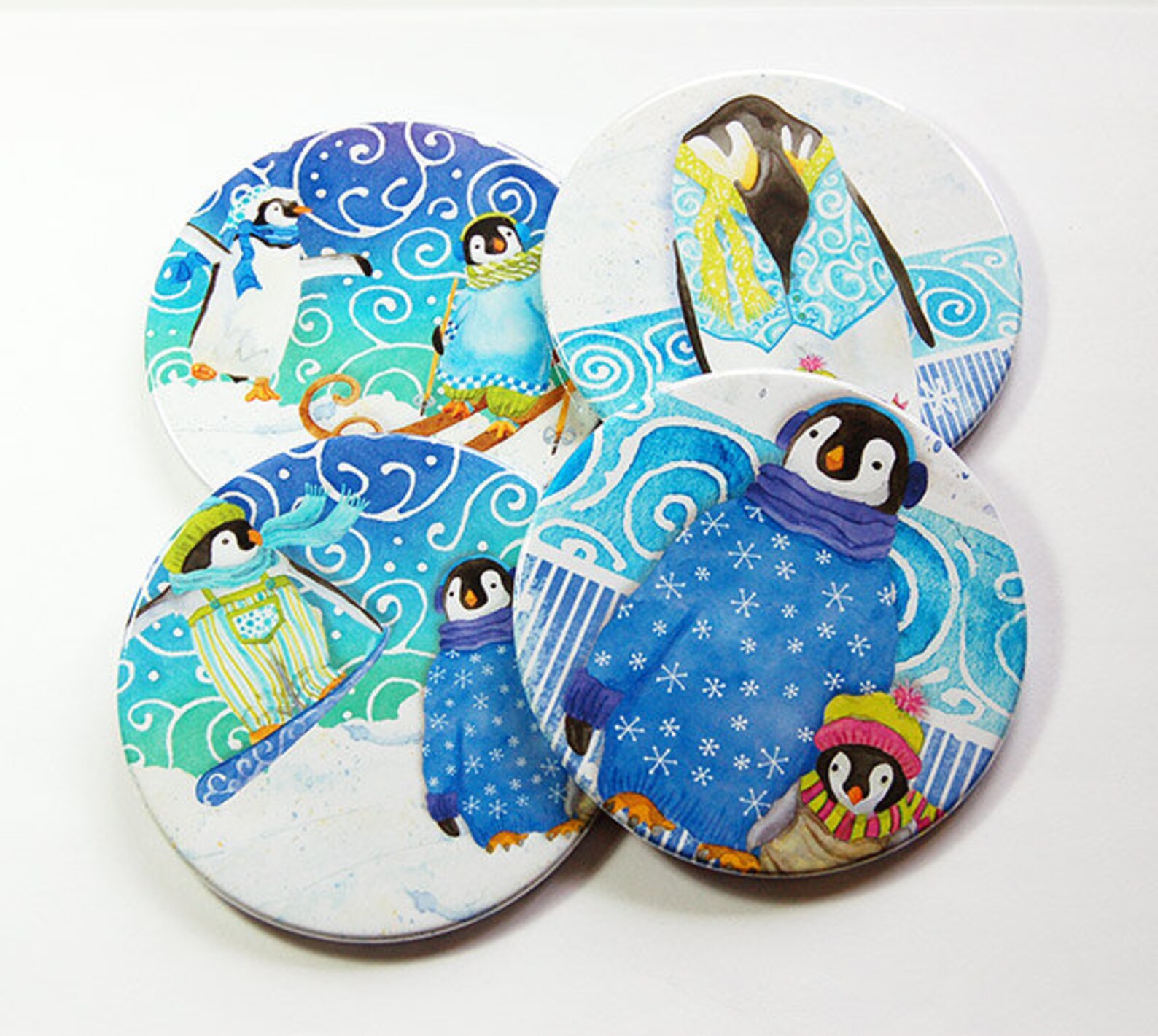 Coasters Penguin Coasters Drink Coasters Christmas - Etsy
