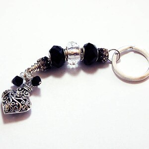 Black Rhinestone Keychain, Heart Keychain, Black Keychain, Heart ...