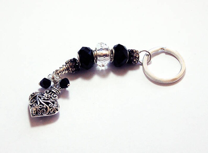 Black Rhinestone Keychain Heart Keychain Black Keychain - Etsy Canada