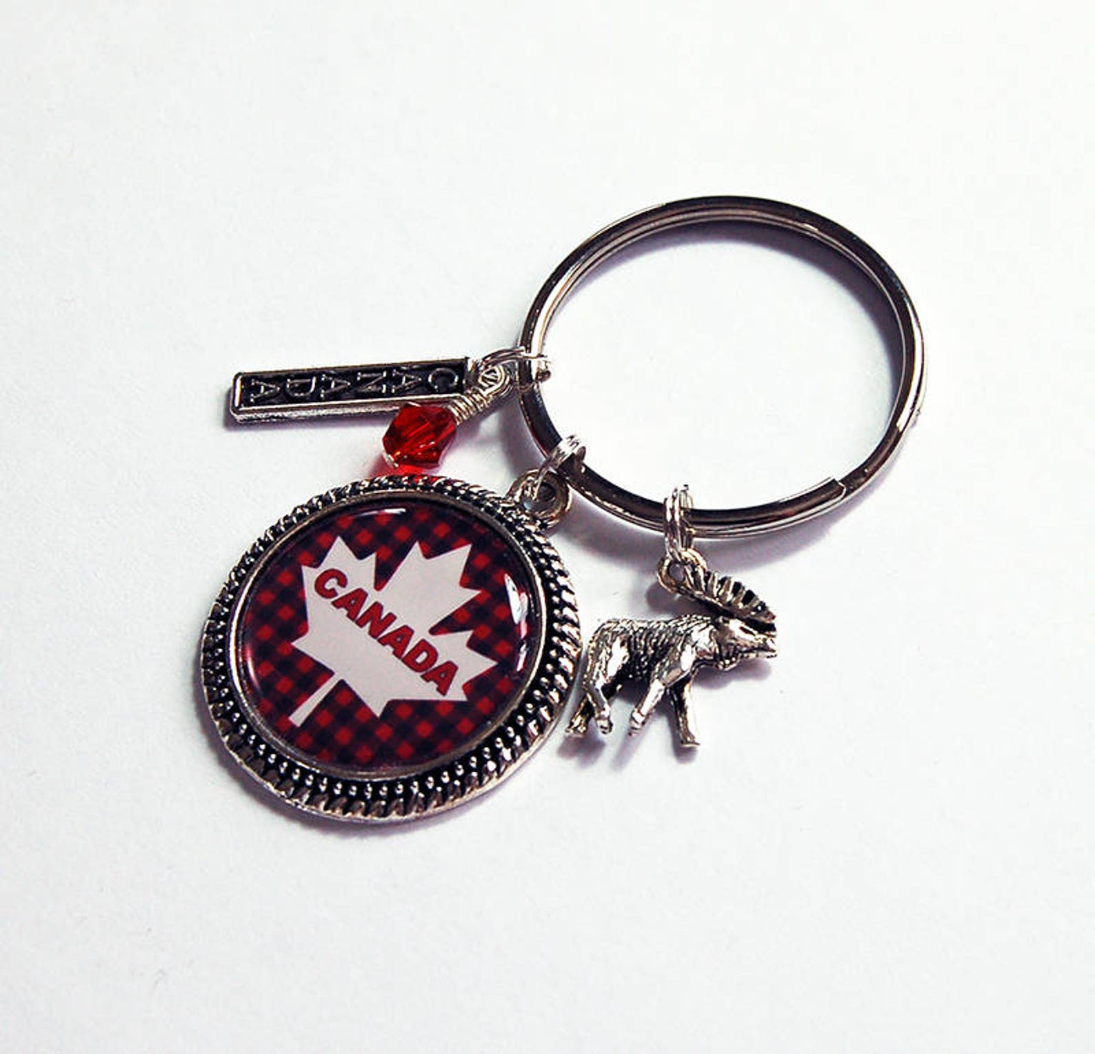 Canada Moose Keychain Keyring With Charms Maple Leaf Canada - Etsy