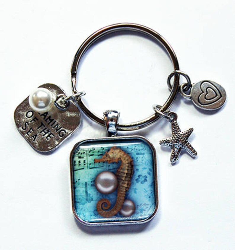 Dreaming of the Sea keychain Beach Living blue Keyring for | Etsy