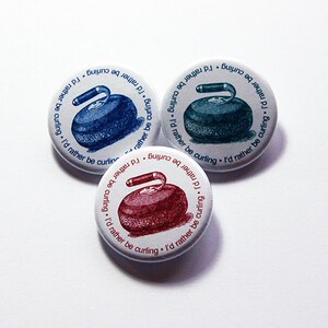 Curling Pin, I'd Rather Be Curling, Pinback Buttons, Lapel Pin, Brooch ...