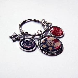 Red White Blue Keychain, Monogram Keychain, USA, Land of the Brave ...