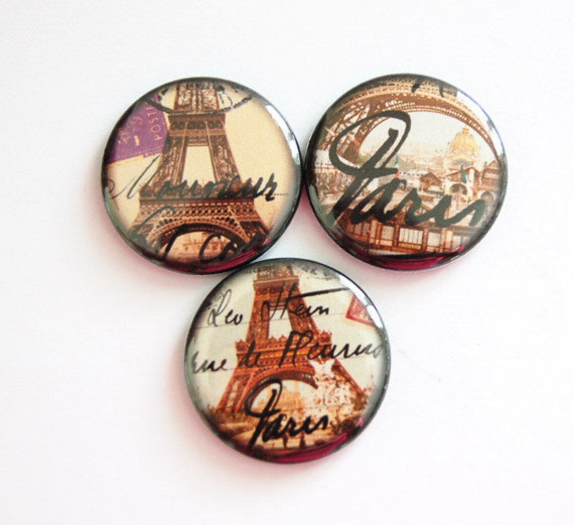 Paris Magnets Travel Magnets Eiffel Tower Magnets Button - Etsy