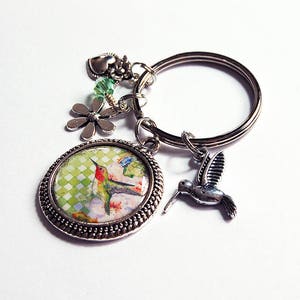 Hummingbird Keychain, Cute Keychain, Bird Keyring, Green Keychain, Gift ...