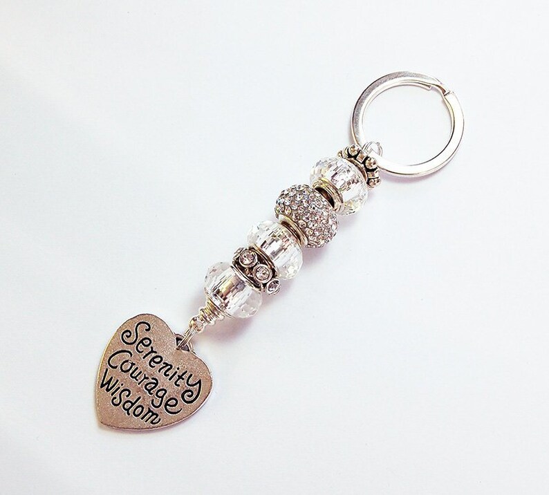 Serenity Courage Wisdom Keyring With Beads and Rhinestones | Etsy