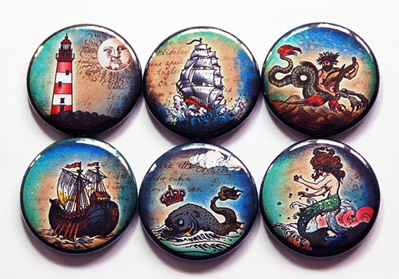 Pirate Magnets Nautical Magnets Button Magnets Fridge - Etsy