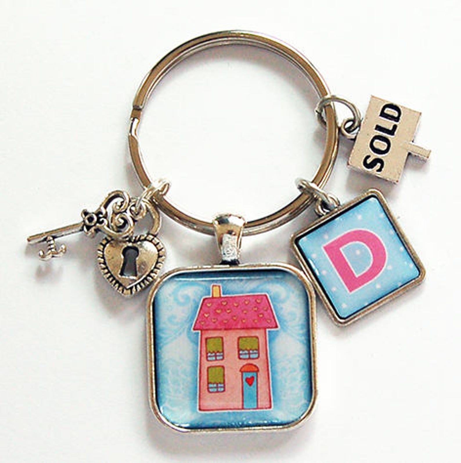 Keyring for Real Estate Agent New Home Keychain With Charms - Etsy