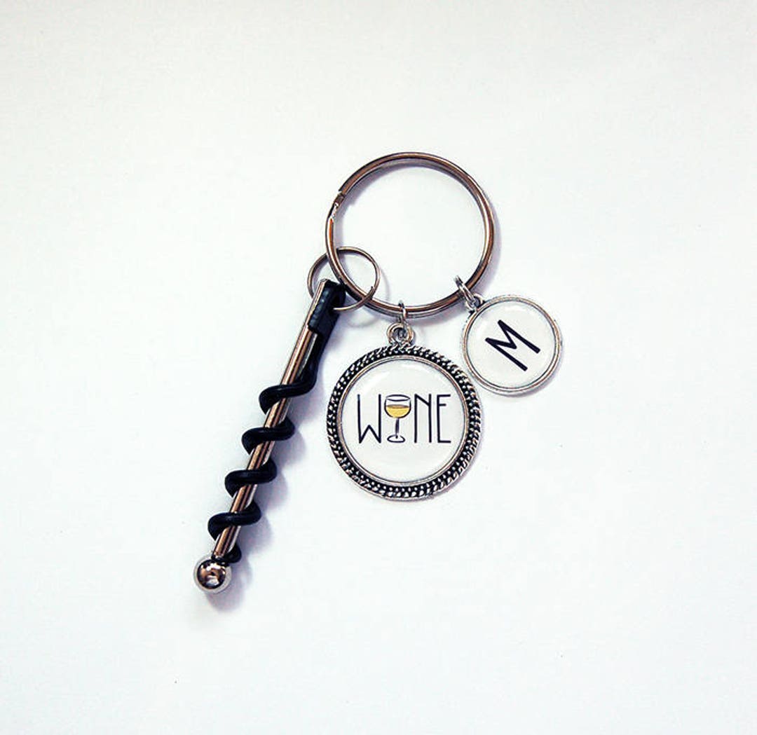 Wine Corkscrew Keyring, Monogram Keyring, Corkscrew Keychain, Stocking ...