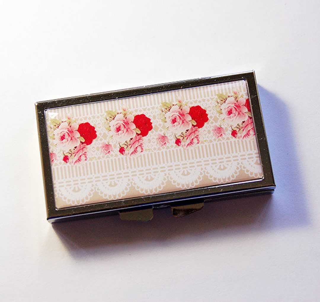 Pill Box, Roses, Lace, Pill Case, 7 Day, 7 Sections, Gift for Her, 7 ...