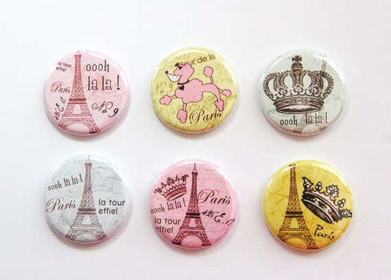 Paris Magnet Set Paris Themed Magnets With Eiffel Tower and | Etsy