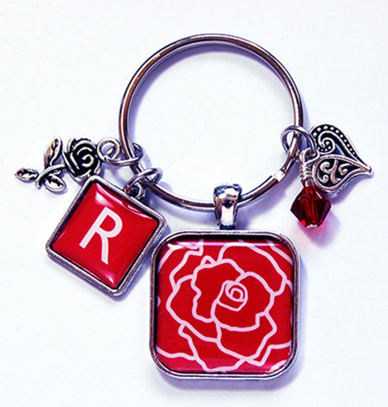 Rose keychain Red Rose Keychain for women Cute Keychain | Etsy