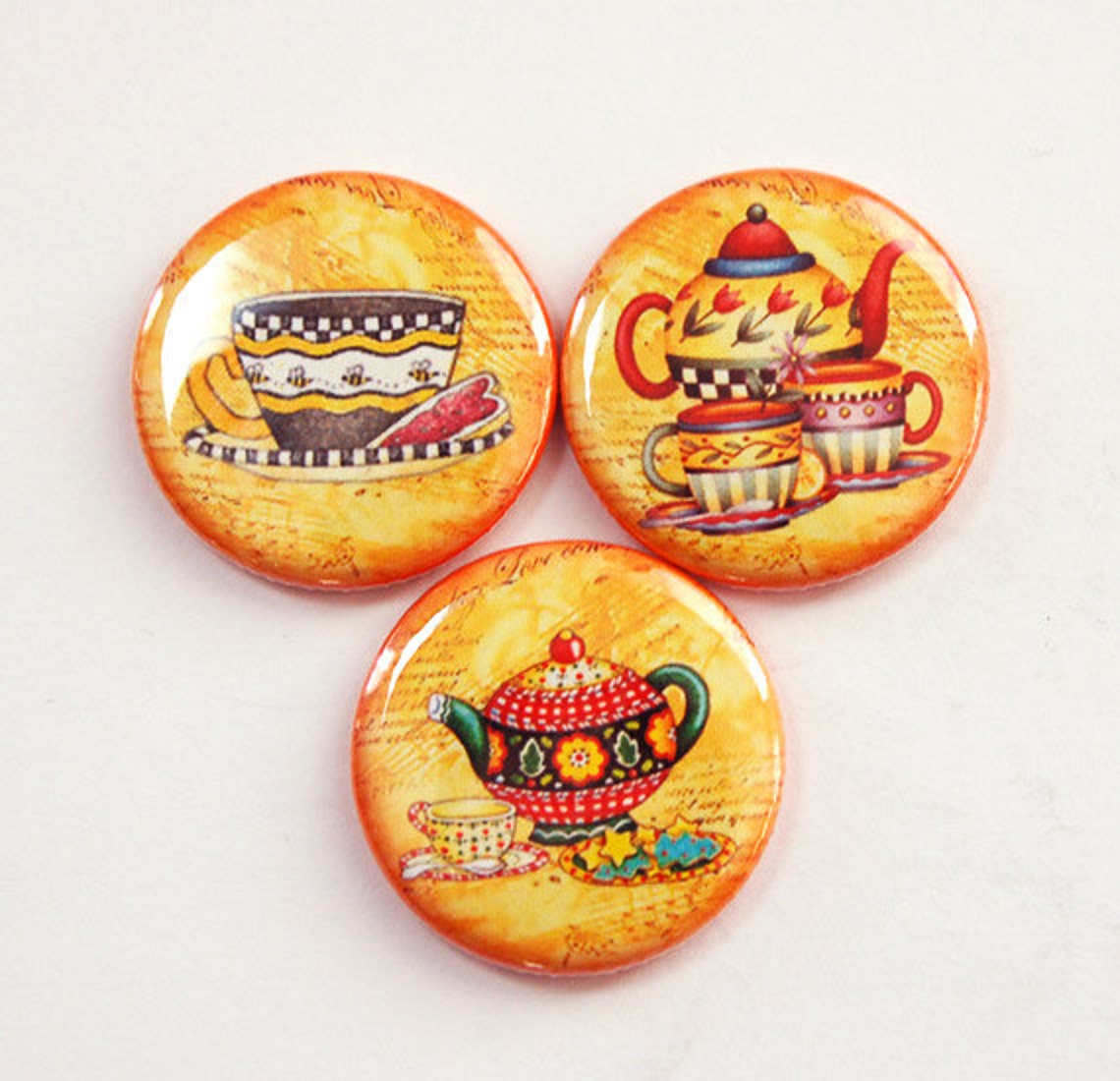 Tea Time Tea Magnets Teapot Button Magnets Kitchen - Etsy