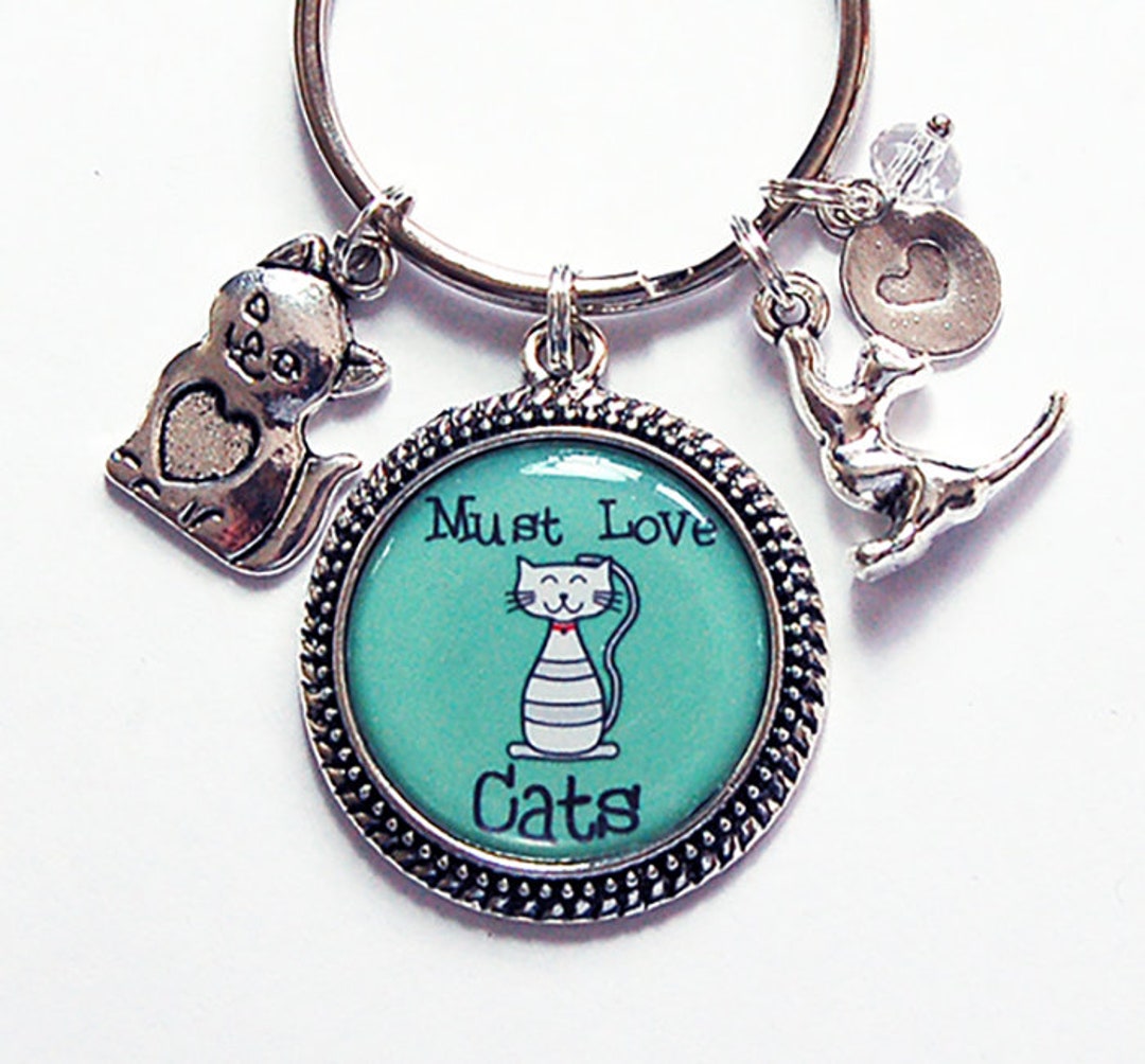 Cute Keychain With Charms Must Love Cats Cat Keychain Cat - Etsy
