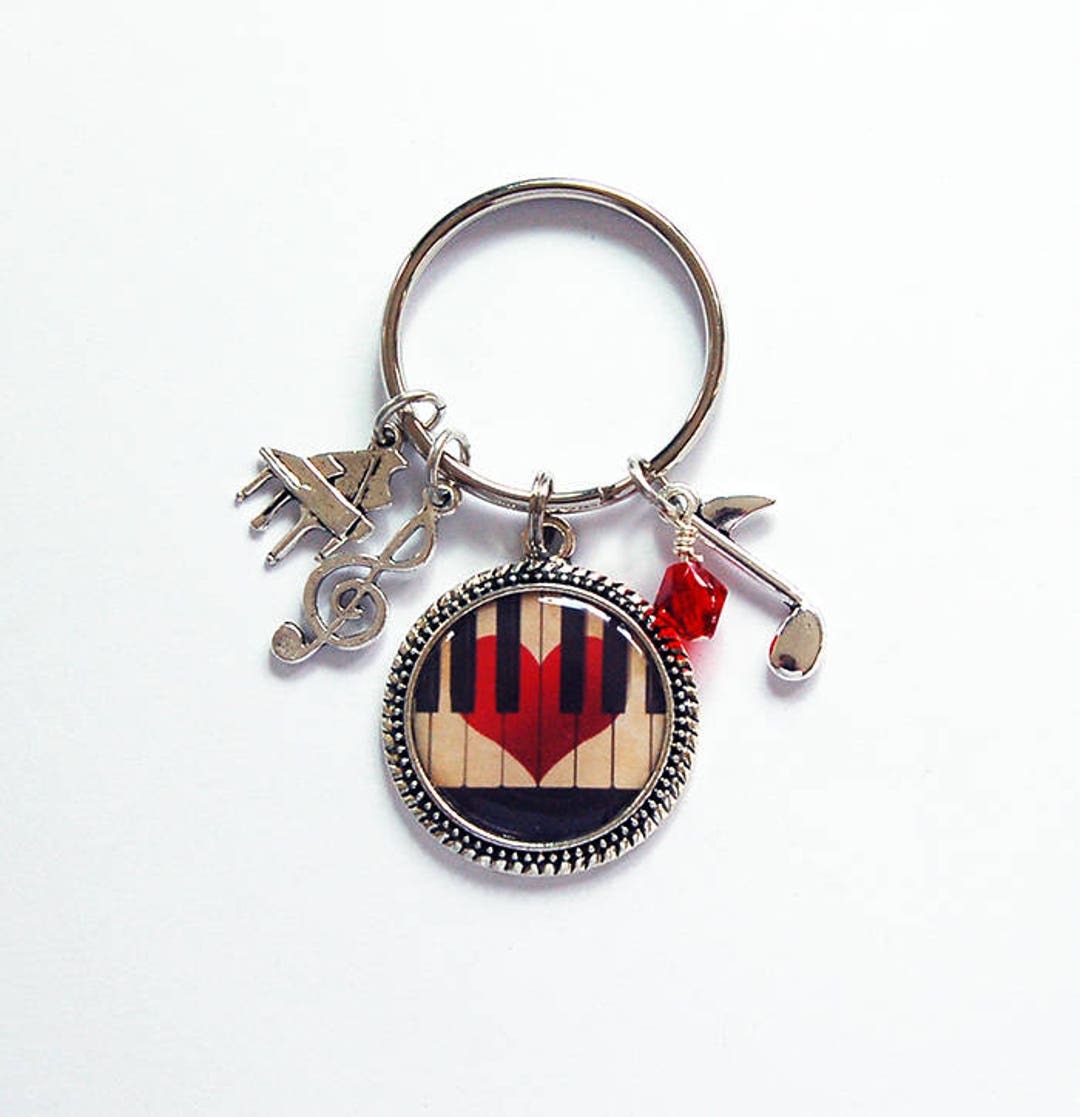 Piano Keychain, Music Keyring, Stocking Stuffer, Keychain With Charms ...