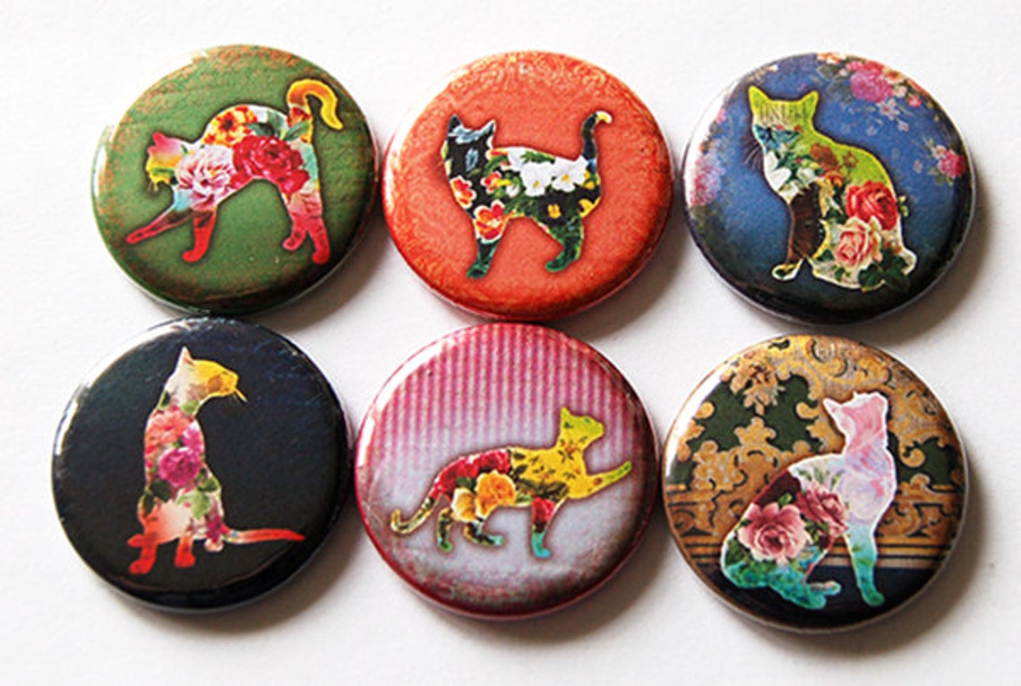 Cat Magnets Gift for Cat Lover Button Magnets Kitchen - Etsy