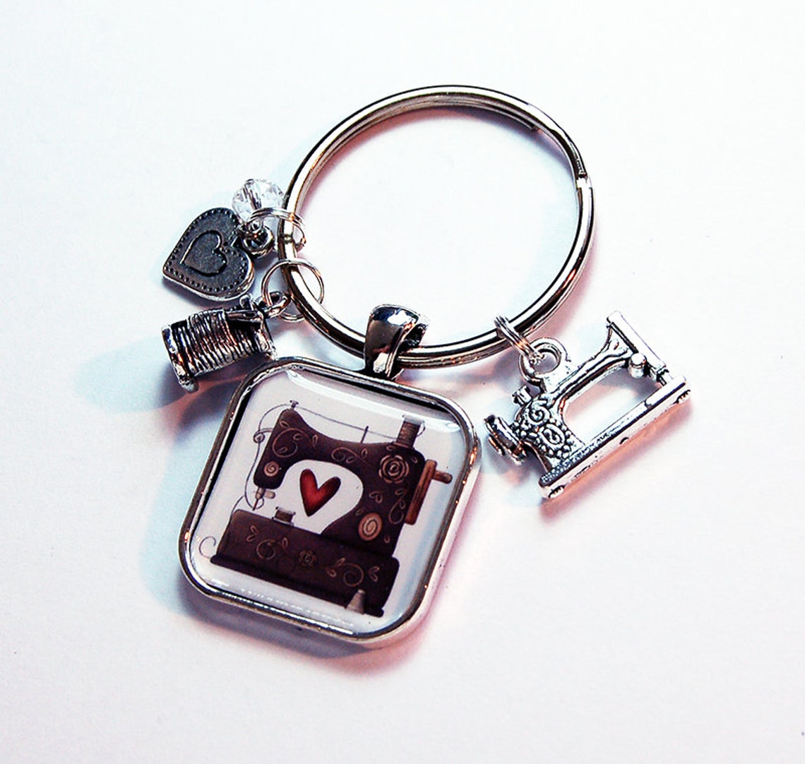 Sewing Machine Keyring Keychain With Charms Quilting - Etsy