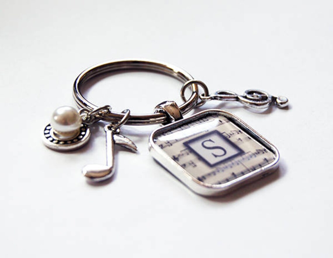 Music Key Ring Monogram Keychain Music Lover Personalized - Etsy Canada