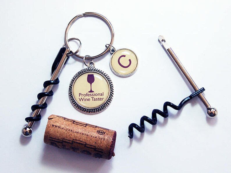 Wine Taster Keychain Monogram Keyring Corkscrew Keychain - Etsy