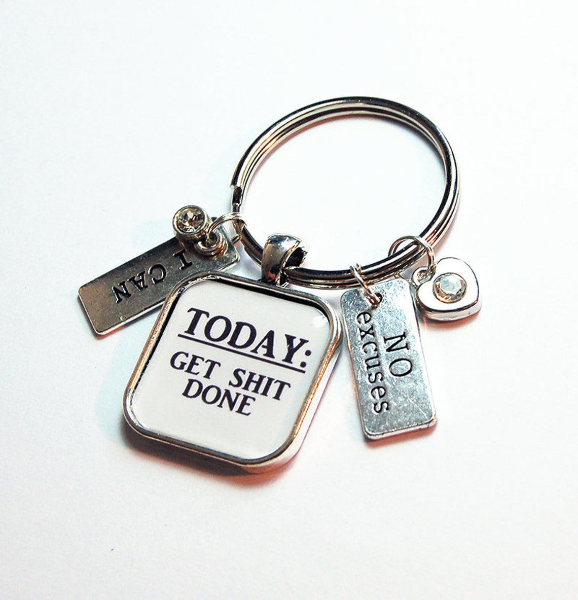 Get Shit Done Keychain Keyring with charms stocking stuffer | Etsy