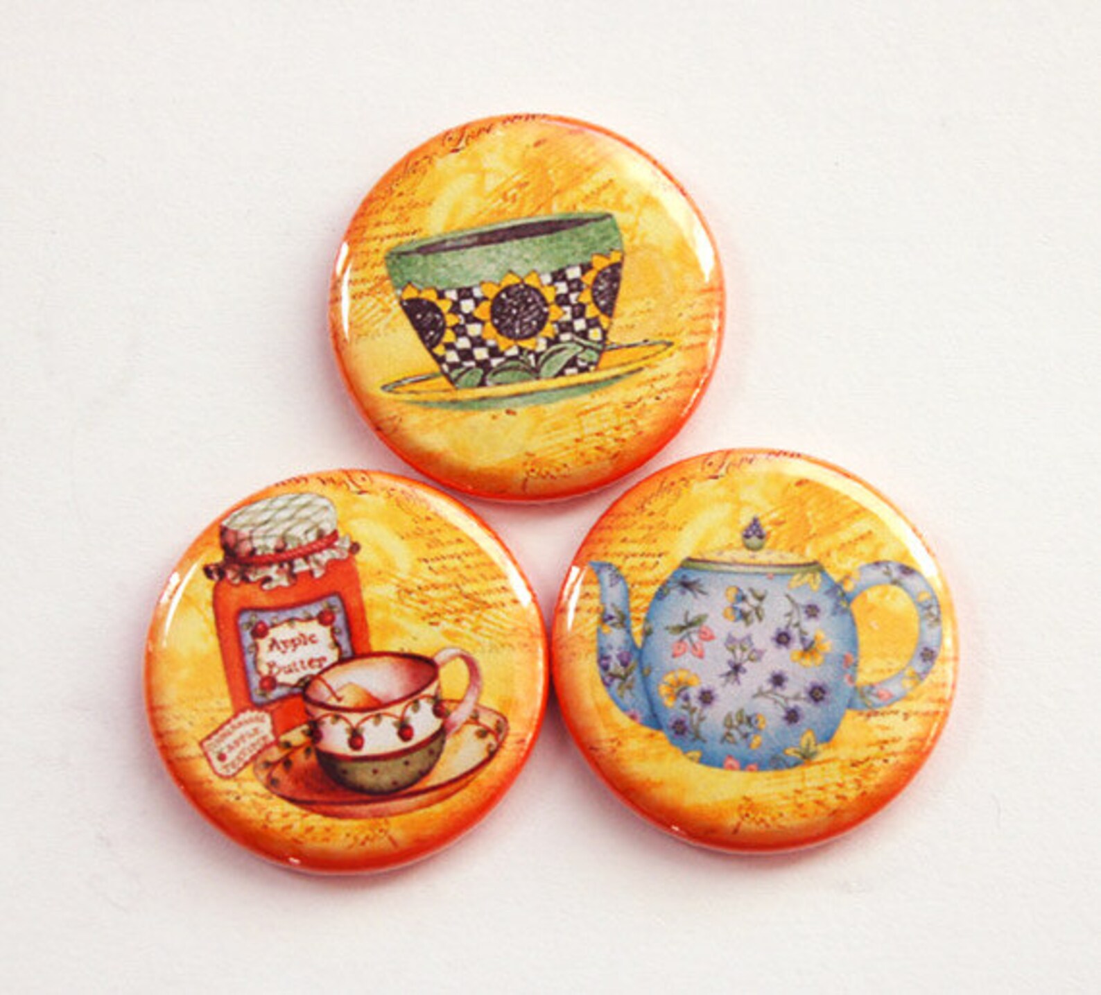 Tea Time Tea Magnets Teapot Button Magnets Kitchen - Etsy