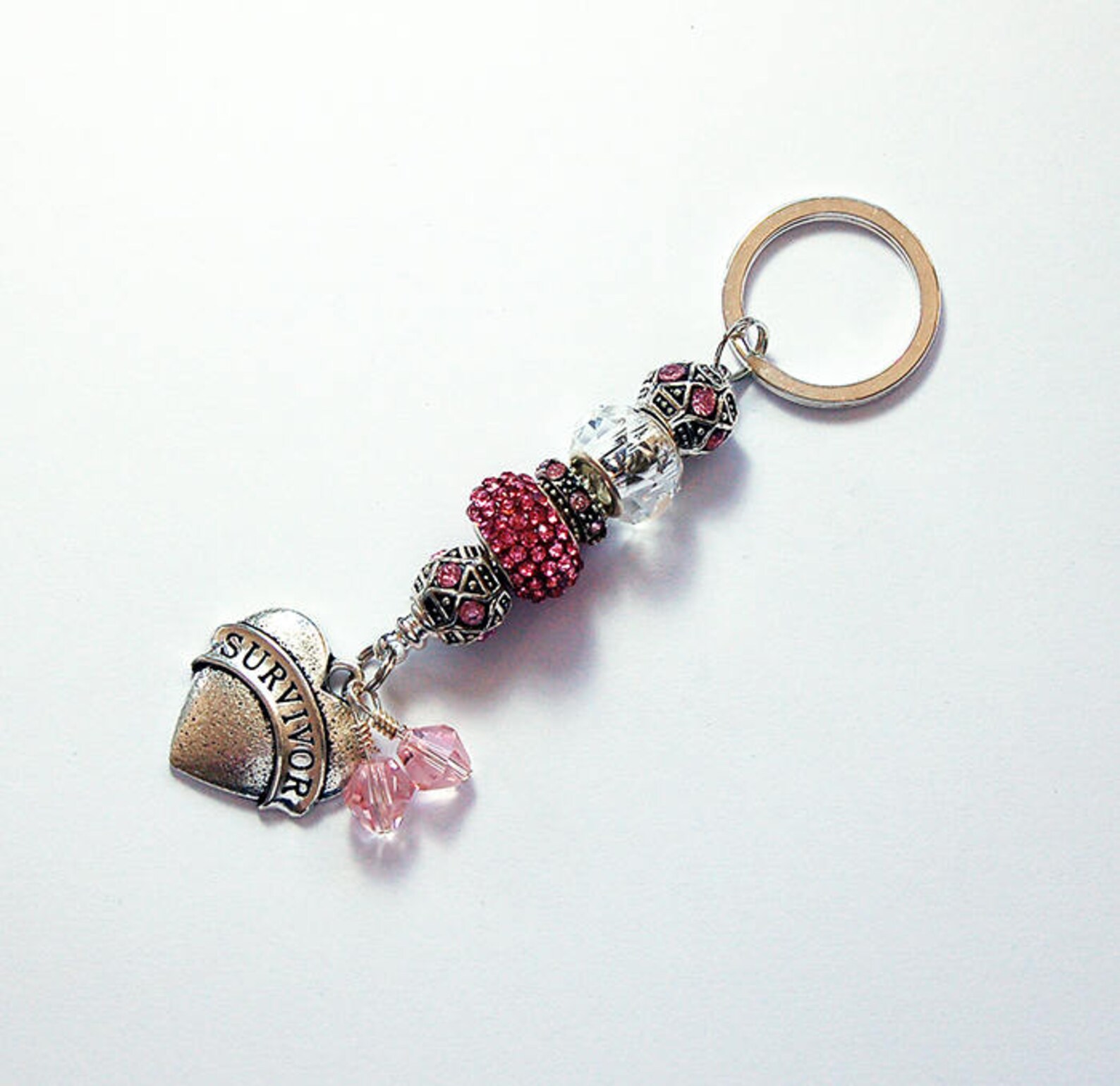 Breast Cancer Survivor Keychain Pink Rhinestone Keychain - Etsy