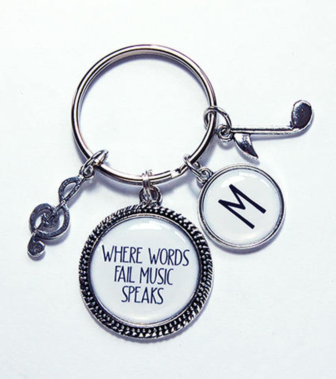 Music Keychain Music Lover Monogram Personalized Gift | Etsy