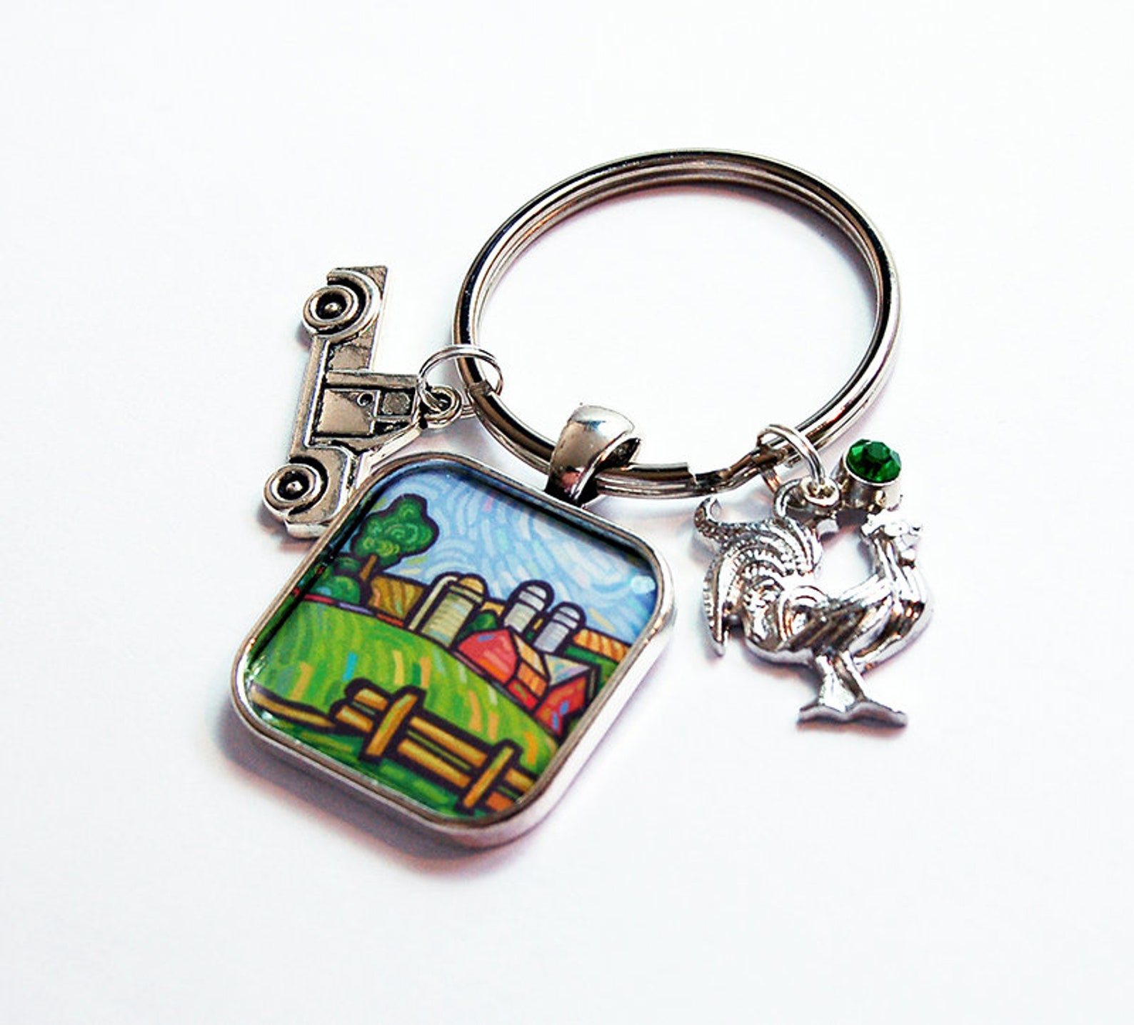 Farm Country Keychain Cute keyring Keychain with Charms | Etsy