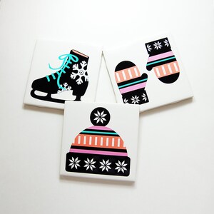 Colorful Winter Skate Sign, Figure Skates Wall Plaque in Black Pink ...