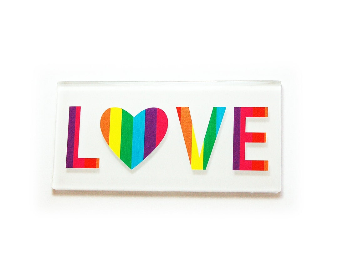 Rainbow Love Magnet, Glass Fridge Magnets, LGBTQ Pride Rainbow Magnet ...