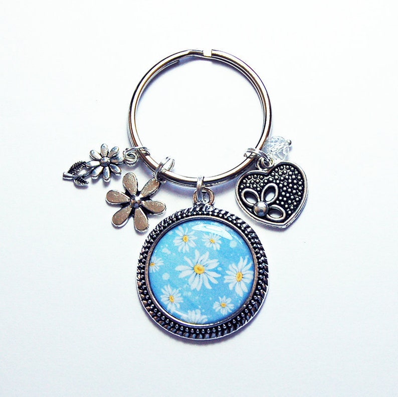 Daisy Flower Keychain Floral Daisy Keyring Cute Keychain - Etsy
