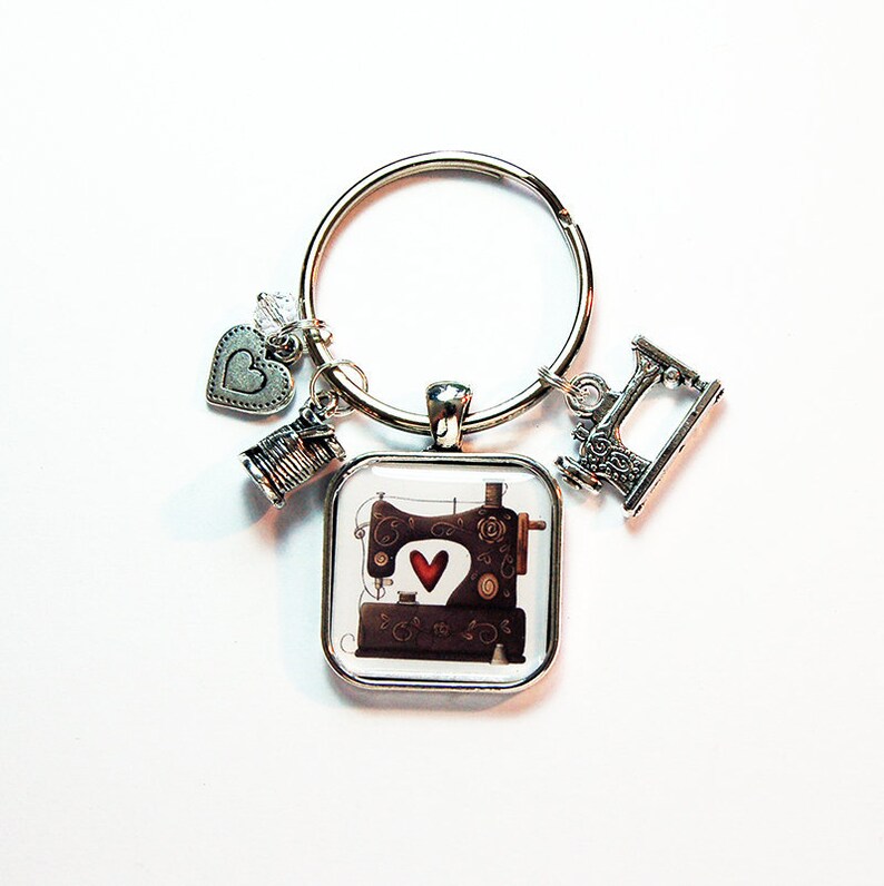 Sewing Machine Keyring Keychain With Charms Quilting - Etsy