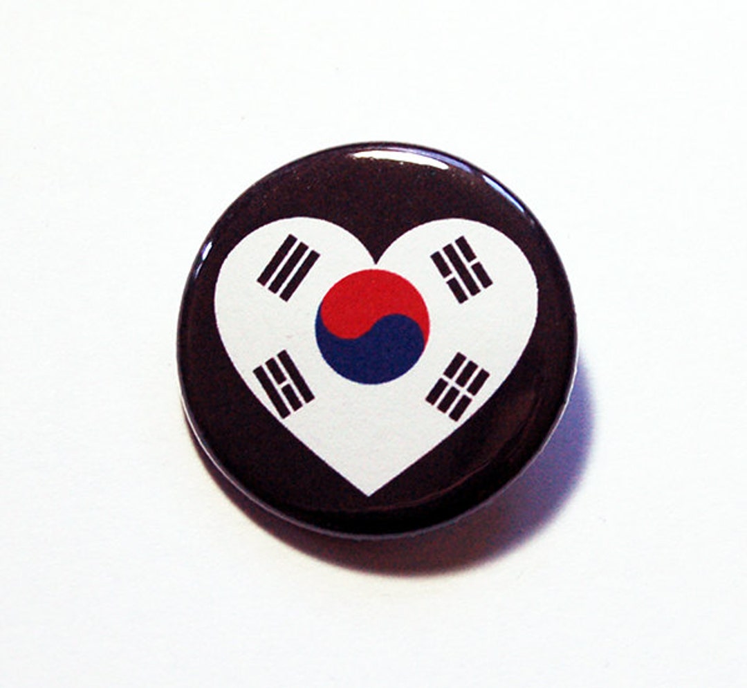 South Korea Pin, Pinback Buttons, Lapel Pin, I Love South Korea, South ...