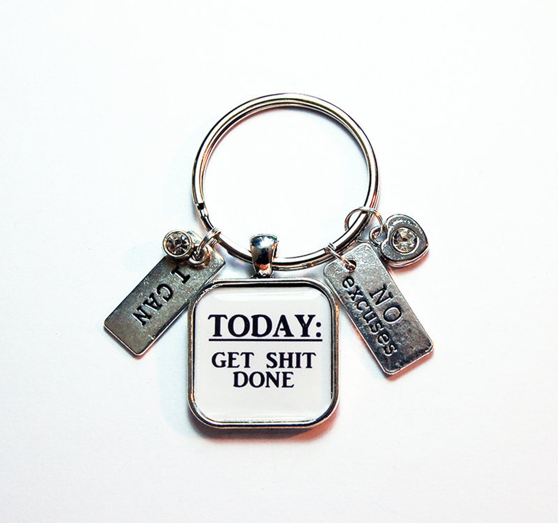 Get Shit Done Keychain Keyring With Charms Stocking Stuffer | Etsy