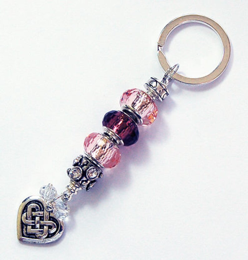 Rhinestone Keychain Pink Brown keychain Heart keyring bling | Etsy