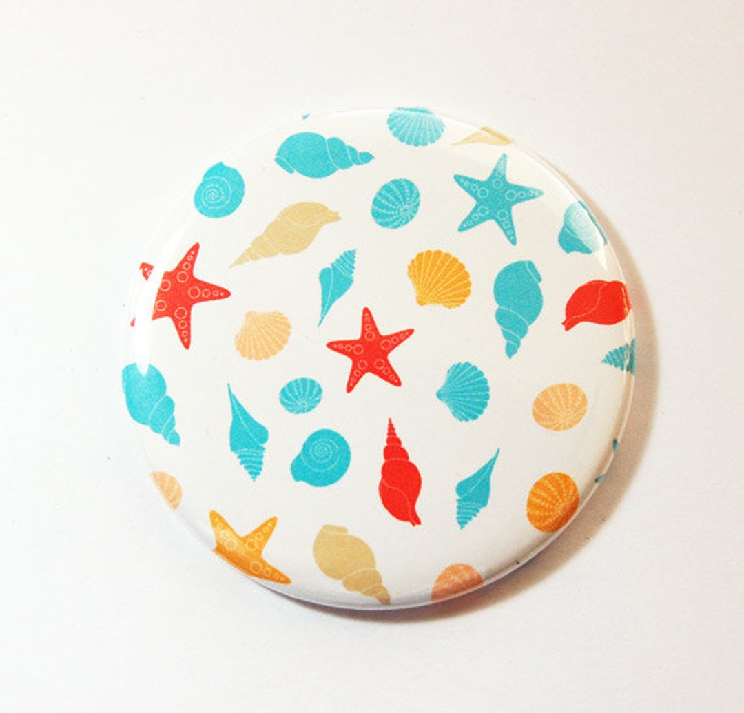 Sea Shell Pocket Mirror, Pocket Mirror, Mirror, Purse Mirror, Beach ...