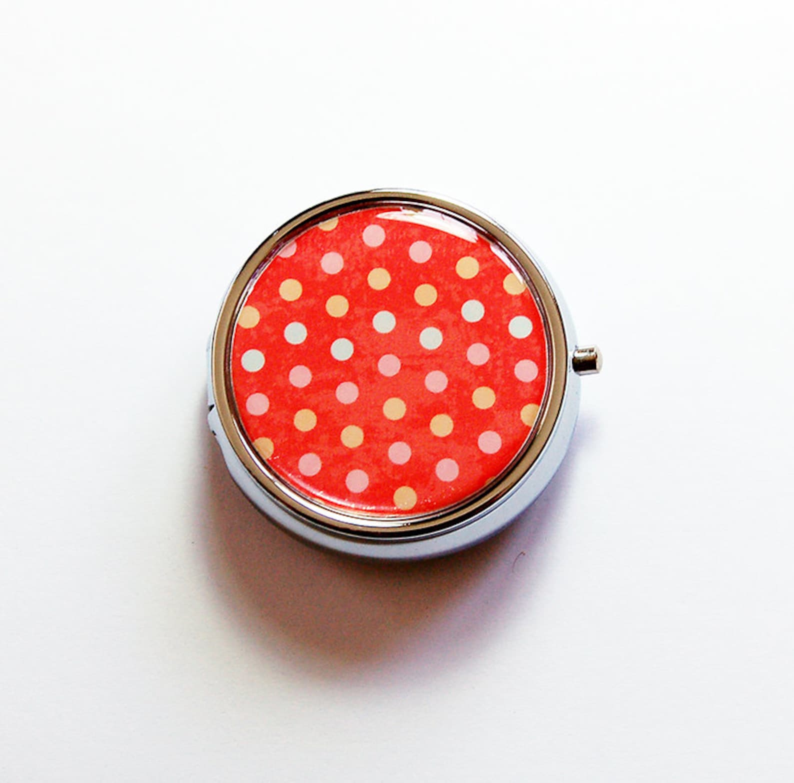 Orange Polka Dot Round Pill Case Round Pill Container Small - Etsy