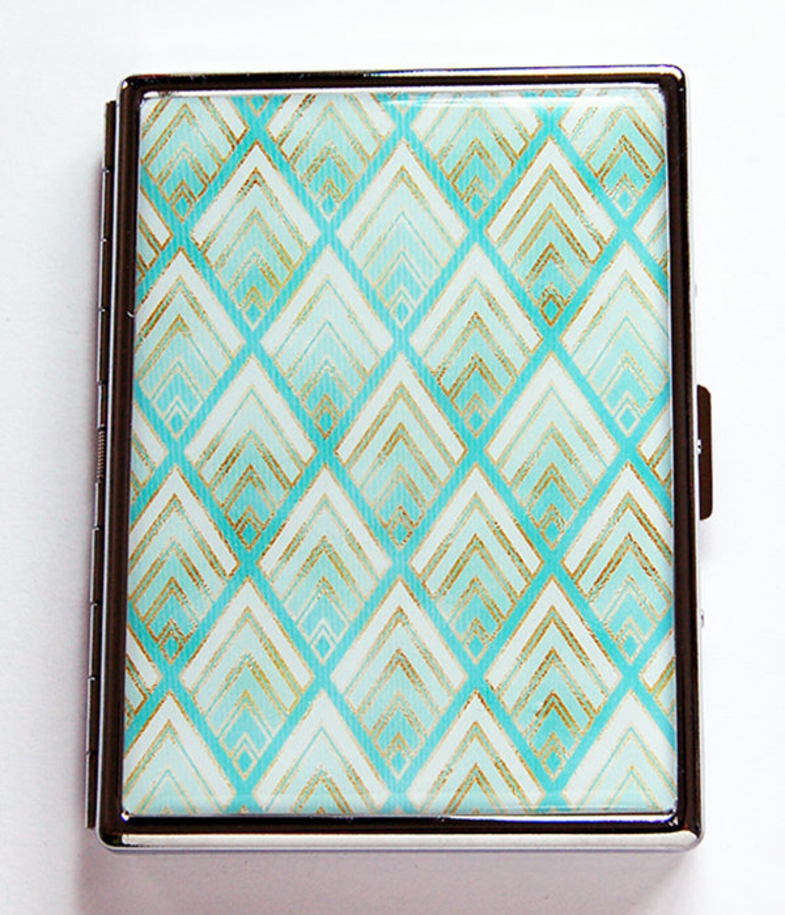 Art Deco Turquoise Blue Cigarette Case Slim Cigarette Case - Etsy