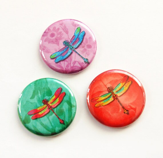 Dragonfly Magnets Nature Magnets Button Magnets Dragonfly - Etsy
