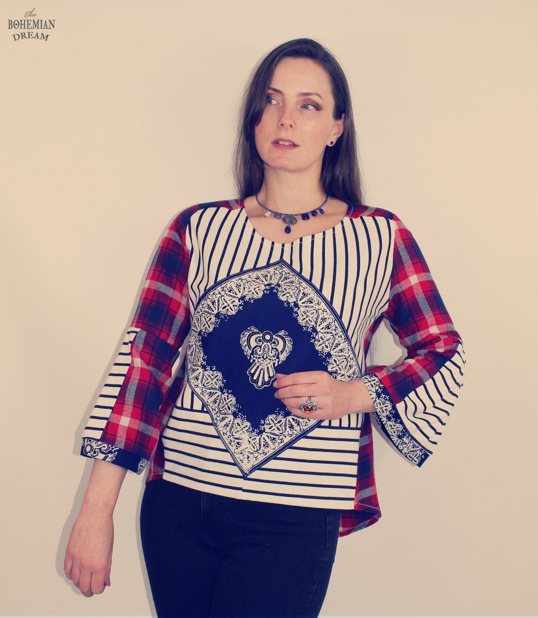 Upcycled Top, Upcycled Clothing for Women, Upcycled Blouse, Patchwork ...