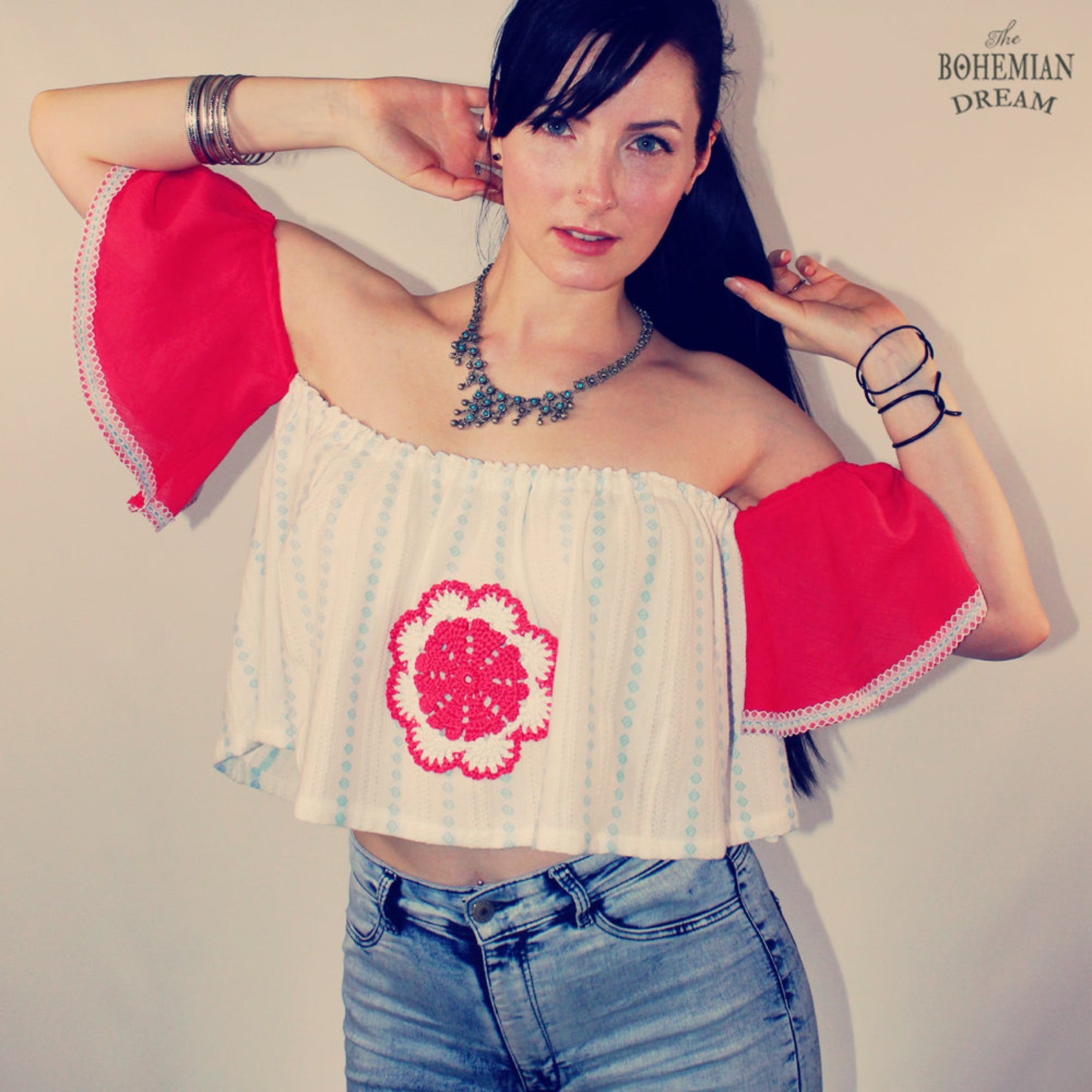 Off Shoulder Top Upcycled Clothing for Women Crop Top | Etsy