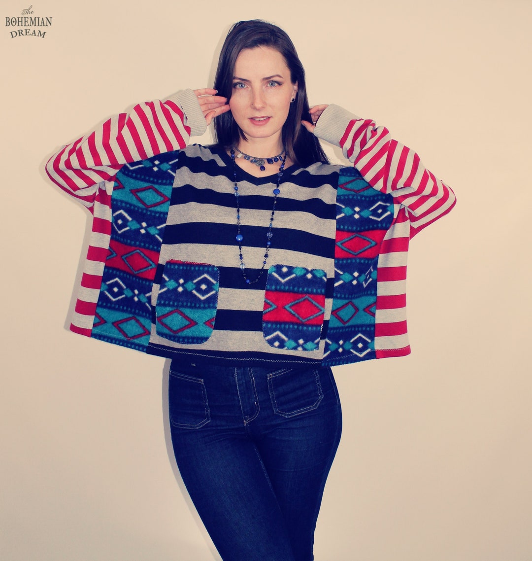 Upcycled Top, Upcycled Clothing for Women, Upcycled Sweater, Reworked ...