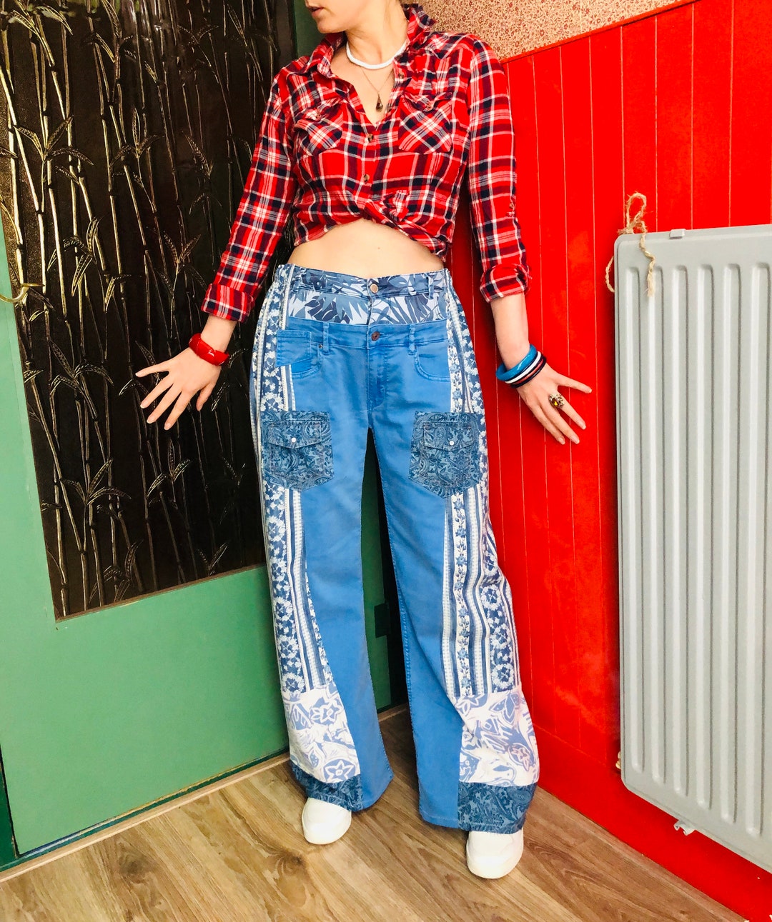 Patchwork Pants, Upcycled Clothing for Women, Reworked Denim, Reworked ...