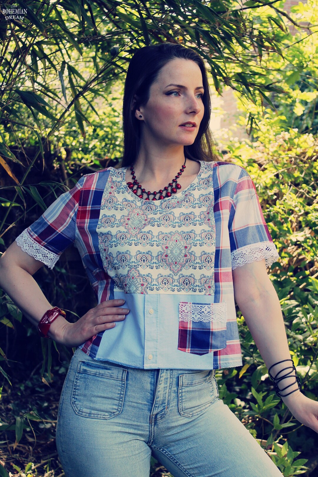 Upcycled Blouse, Upcycled Clothing for Women, Upcycled Top, Patchwork ...