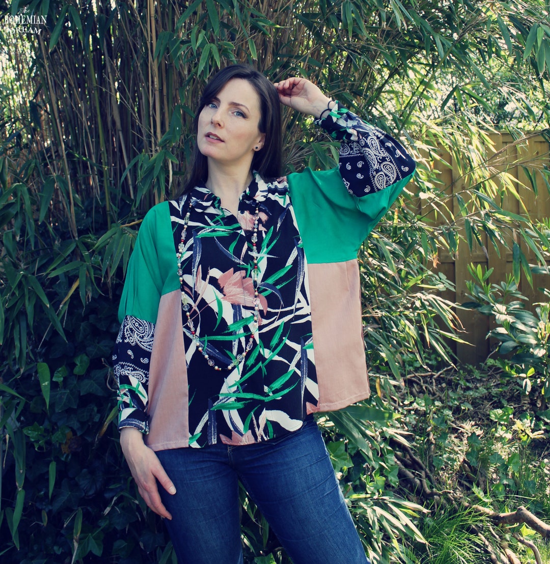 Reworked Blouse, Upcycled Clothing for Women, Upcycled Blouse, Upcycled ...